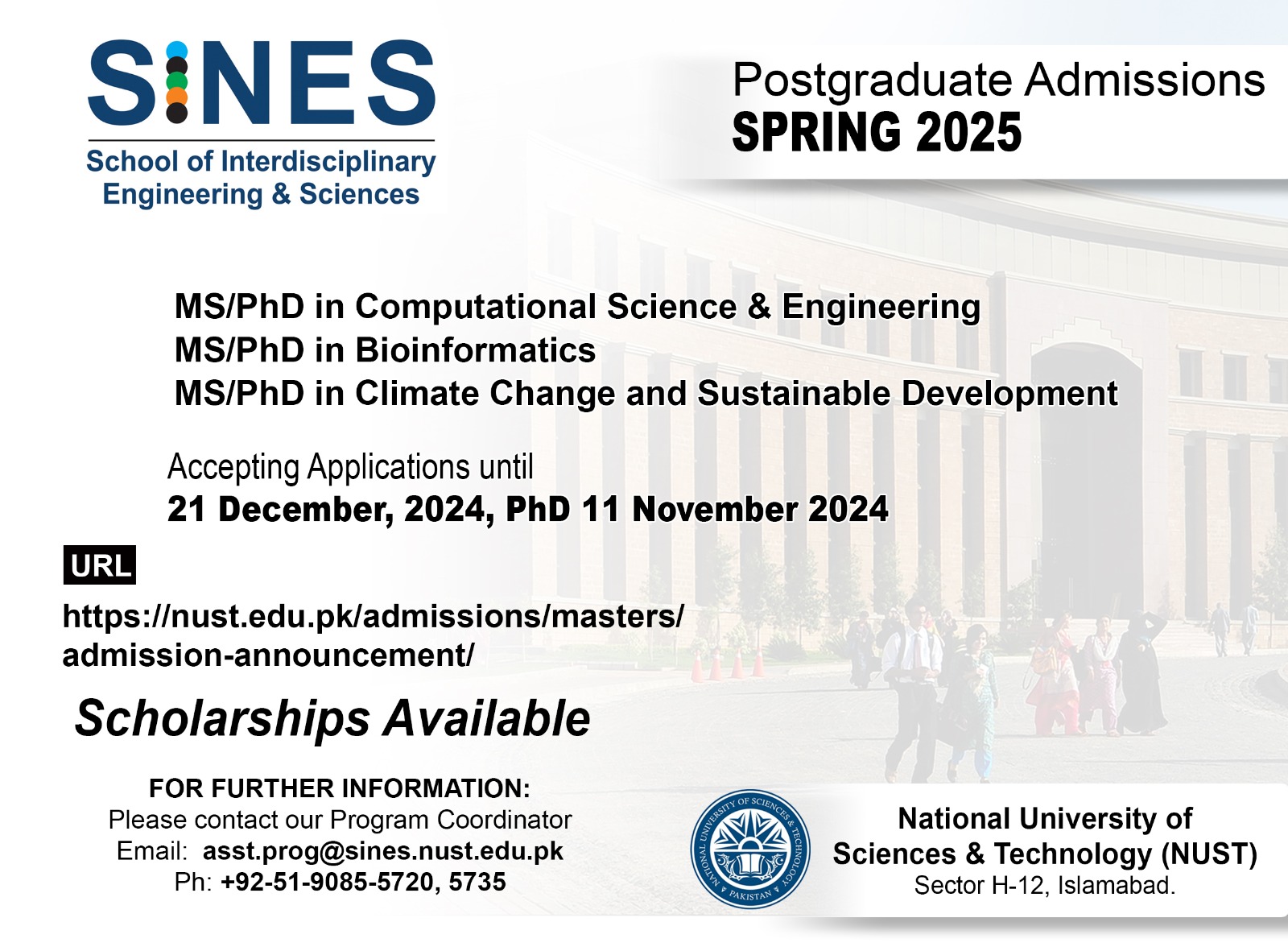 Postgraduate Admissions Spring 2025 – National University of Sciences ...